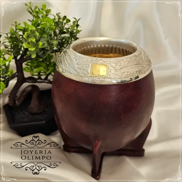 Mate labrado en Plata y Oro 18k-27764 – Joyería Olimpo