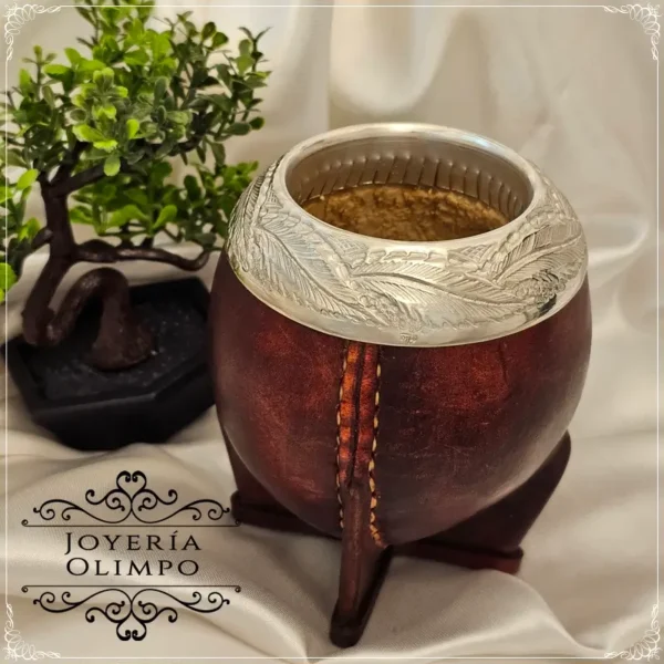 Mate labrado en Plata y Oro 18k-27764 – Joyería Olimpo