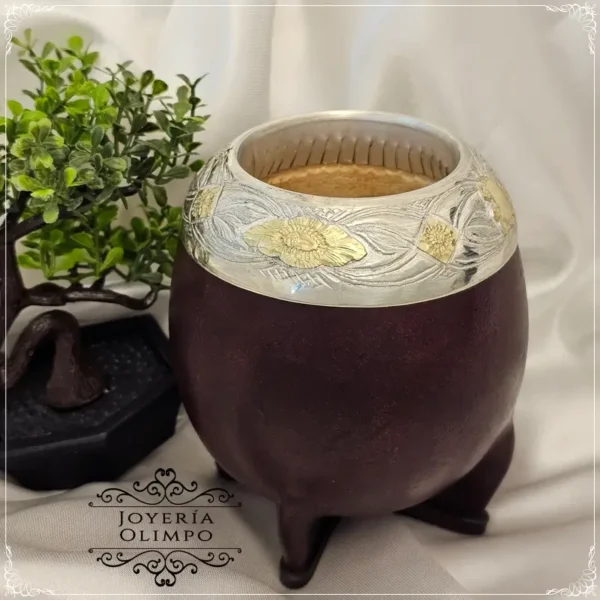 Mate labrado en Plata y Oro 18K-27768 – Joyería Olimpo